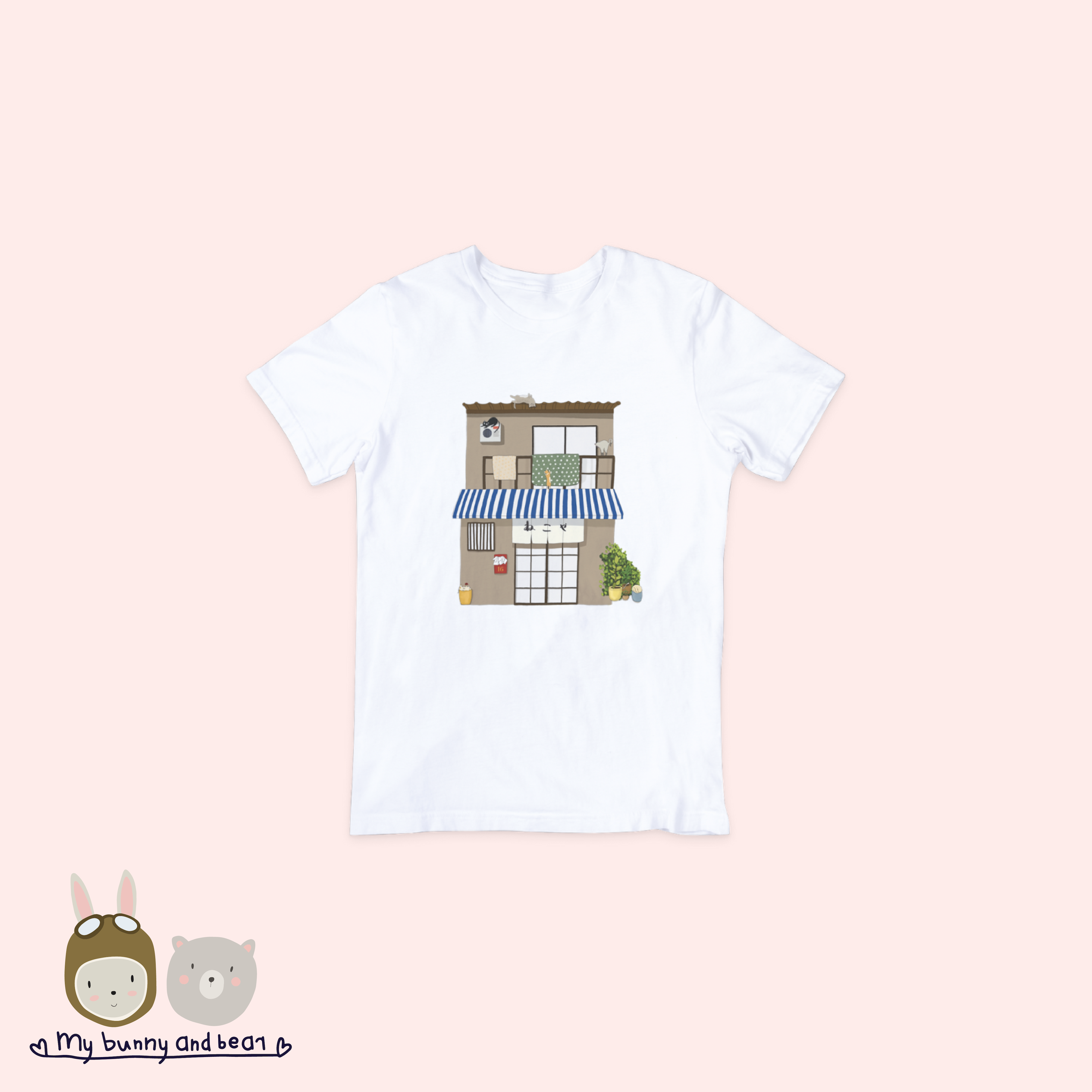 Neko-ya (House of Cats) Japanese Old Shophouse Graphic Tee – My Bunny ...